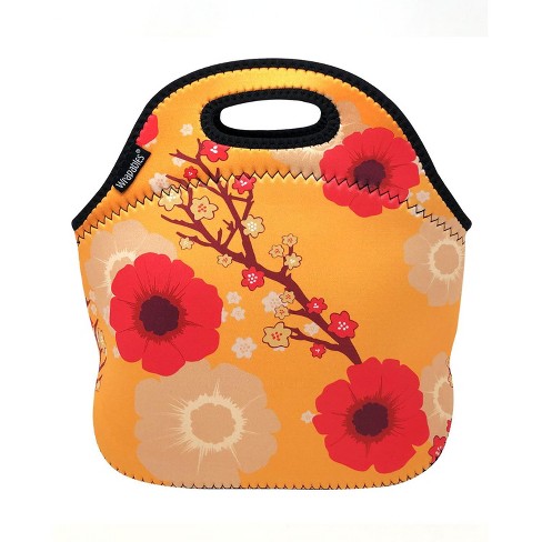 Wrapables Insulated Neoprene Lunch Bag Orange Floral : Target