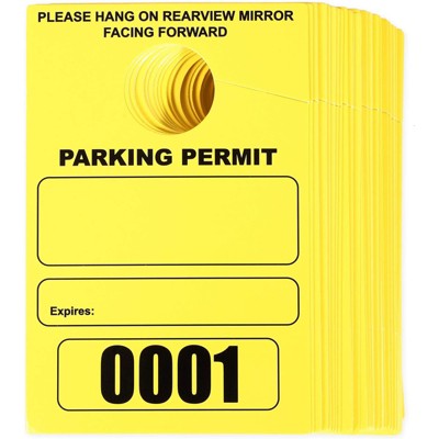 Juvale 100 Pack Temporary Parking Permit Hang Tags Numbered 0001- 0100 ...