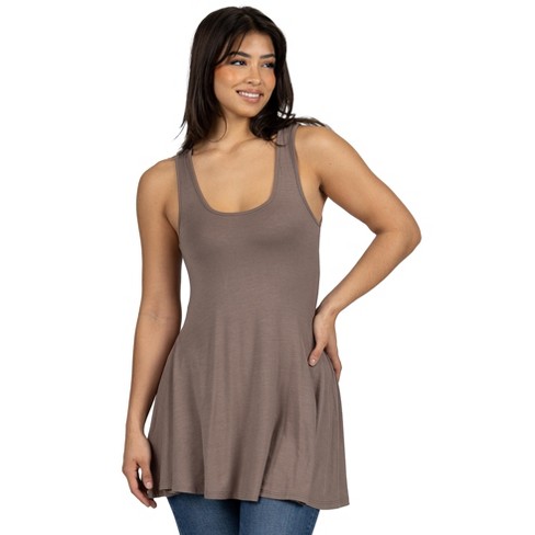 24seven Comfort Apparel Womens Scoop Neck Sleeveless Tunic Top-taupe-s ...