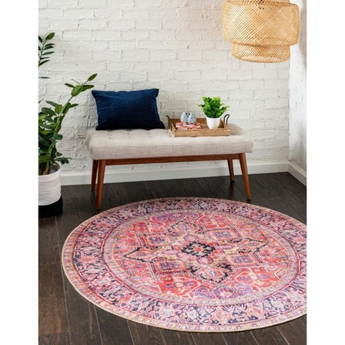 Unique Loom 3' 6 X 3' 6 Simon Timeless Red Round Area Rug : Target