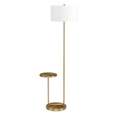Hudson and Canal Tray Table Floor Lamp: U-Shape Design, Polyester Drum ...