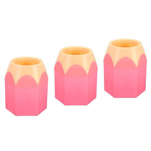 Unique Bargains Desk Cute Pencil Shape Pen Pencil Holders 3 Pcs Pink ...