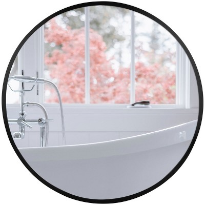 Aluminum Metal Round Framed Silver-backed Mirror Black 24x24 : Target