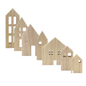 AuldHome Design Wood House Silhouettes Decor (Set of 7); Christmas and ...
