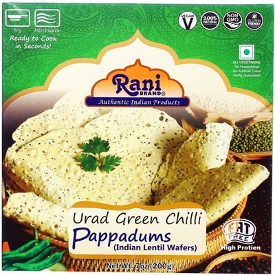 Green Chilli Pappadums (wafer Snack) - 7oz (200g) - Rani Brand ...