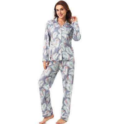 Long Sleeve Floral Pajama Set Light Gray Large - White Mark : Target