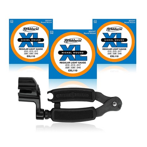 D'addario Exl110 Light Electric Guitar Strings 3-pack With Pro-winder ...