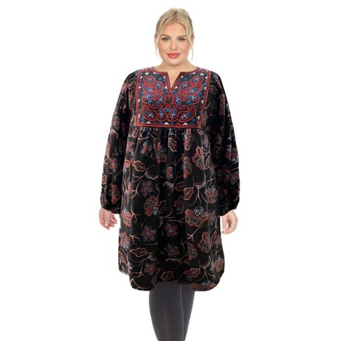 Plus Size Paisley Floral Embroidered Sweater Dress : Target