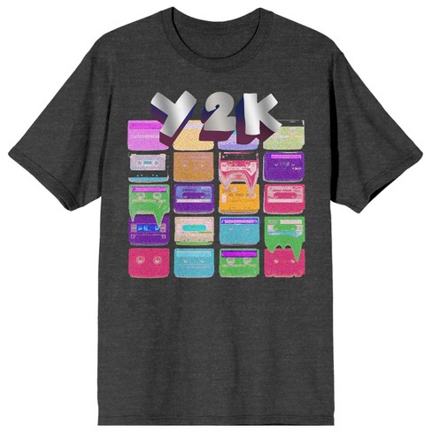 2k Tech Y2k Cassette Tapes Crew Neck Short Sleeve Charcoal Heather Men ...