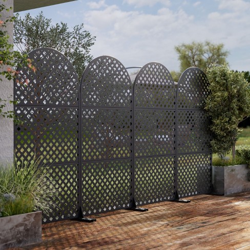 Dovelina Metal Outdoor Privacy Screen Arched Top Freestanding Patio ...