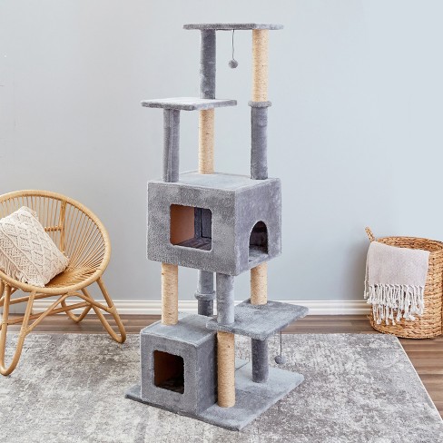 Two By Two Decatur - Gray Scratching Post Cat Furniture - 67 In. Tall ...