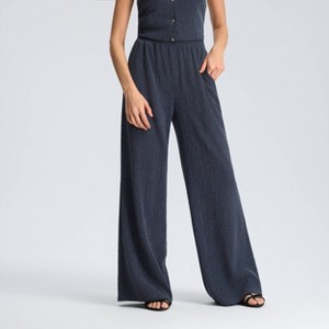Women's Mid-Rise Elastic Waistband Wide Leg Pants - A New Day™ Blue L ...