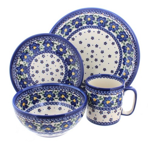 Blue Rose Polish Pottery Spring Blossom 16 Piece Dinner Set : Target