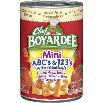 Chef Boyardee Mini Abc's & 123's With Meatballs - 15oz : Target