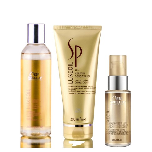 Wella Sp Luxe Oil Keratin Shampoo (6.7 Oz) + Conditioner (6.7 Oz) + Reconstructive Elixir (1 Oz ...