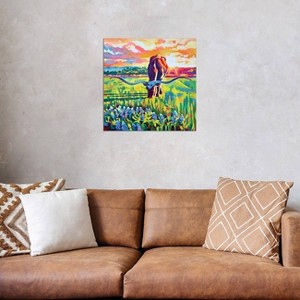 iCanvas 18"x18" Longhorn and Bluebonnets by Maria Morris Canvas Print ...