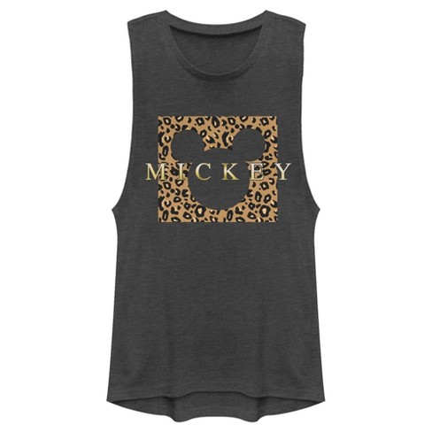Junior's Mickey & Friends Leopard Square Festival Muscle Tee : Target