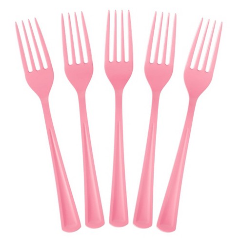 Heavy Duty Pink Plastic Forks - 100 Ct. : Target