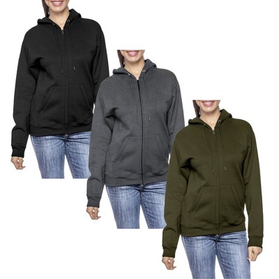 Blue Ice Apparel Women's Loose Fit Fleece-lined Full-zip Hoodie (3-pack ...