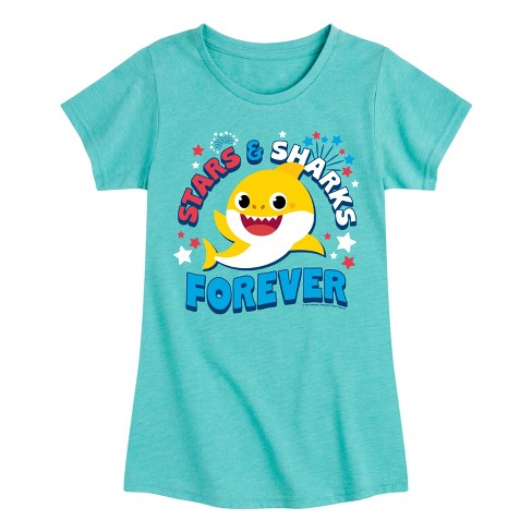 Baby Shark Stars And Sharks Fitted Short Sleeve Graphic T-shirt ...