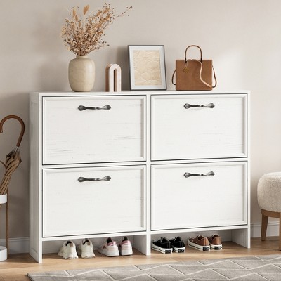 Garvee Shoe Cabinet with 4 Flip Drawers, Narrow Shoe Storage Cabinet ...