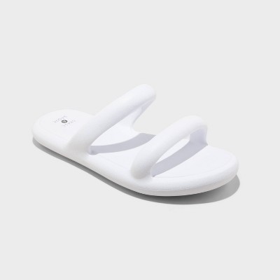 Women's Neida Eva Two Band Footbed Slide Sandals - Shade & Shore™ White ...