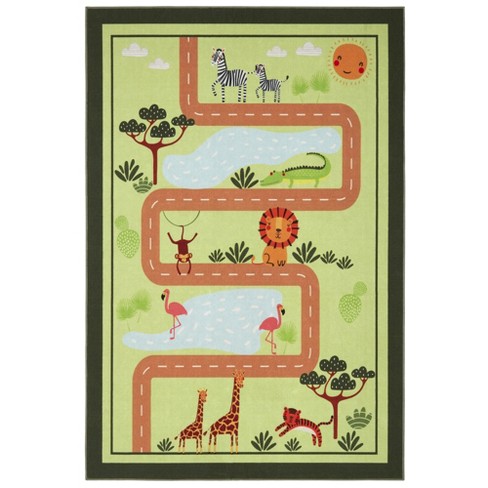 Everwash Imagine Jungle Road Kids Machine Washable Area Rug : Target