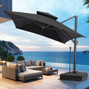 Pellebant 10x13FT Double-Top Cantilever Patio Umbrella 350lbs Fillable ...