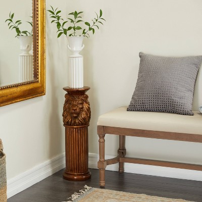 Traditional Polystone Lion Pedestal Table Bronze - Olivia & May : Target