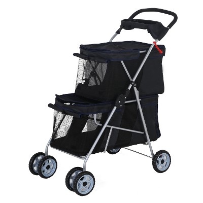 Fdw 4 Wheel Pet Stroller Folding Dog Cat Stroller For Small And Medium ...