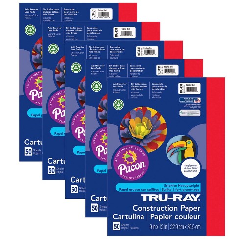 Tru-ray® Construction Paper, Festive Red, 9" X 12", 50 Sheets Per Pack ...