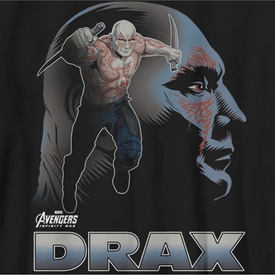 Boy's Marvel Avengers: Infinity War Drax Portrait T-shirt - Black - X ...