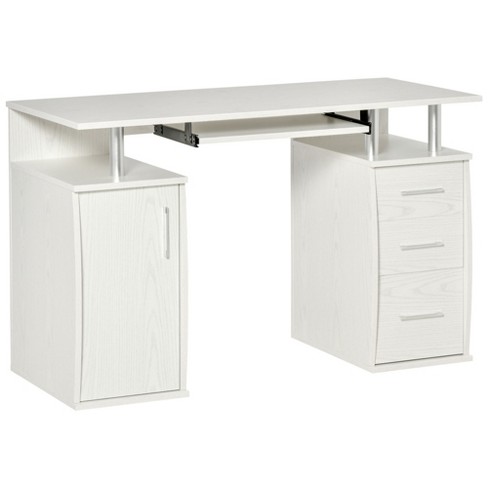 Homcom 47" Computer Desk With Keyboard Tray And Storage Drawers, Home ...