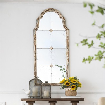 Cerys Arch Rectangular Wooden Wall Mirror,22x48 Large Antiqued Moorish ...