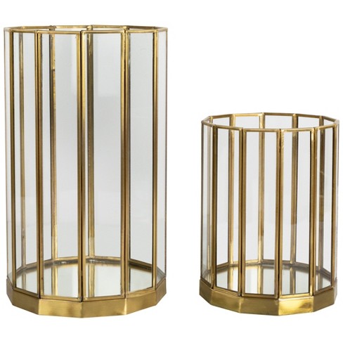Northlight Glass Hurricane Mirrored Pillar Candle Holders - 11.75 ...