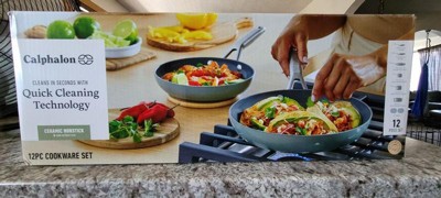 Calphalon 12pc Ceramic Cookware Set Silver Ash: Nonstick, Anodized ...