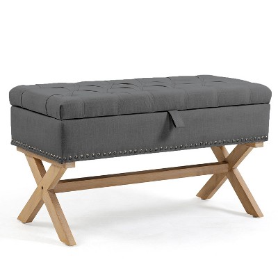 Nicbex Modern 35.1" Storage Bench Wood Accent Stools With Button Tufted ...
