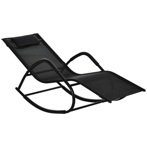 Outsunny Garden Rocking Sun Lounger Outdoor Zero gravity Reclining Rocker Lounge Chair for Patio Deck Poolside Sunbathing Black