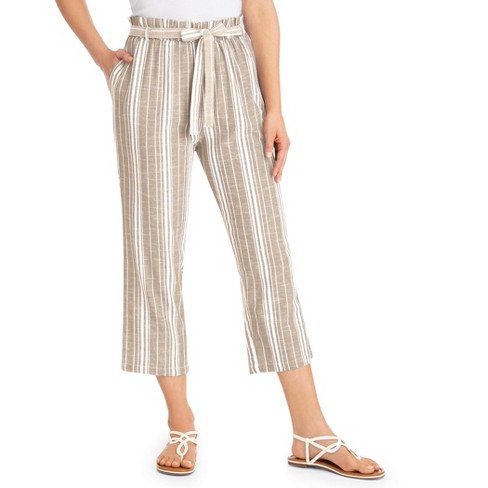 Collections Etc Stylish Striped Elasticized Tie-waist Capris With ...