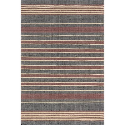 Nuloom Wendi Striped 4x6 Wool Jute Indoor Area Rug for Dining Room Rug ...