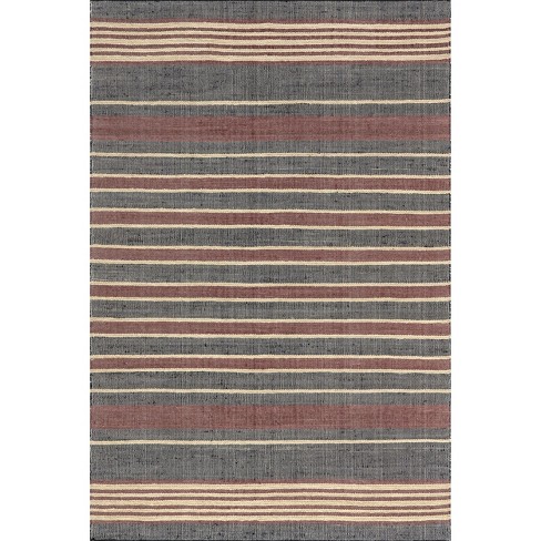 Nuloom Wendi Striped 4x6 Wool Jute Indoor Area Rug For Dining Room Rug ...