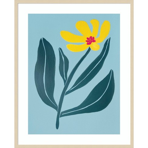 33"x41" Yellow Flower By Emma Daisy Wood Framed Wall Art Print Brown ...