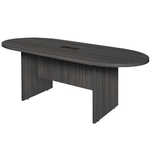 6' Legacy Racetrack Conference Table With Charging Port Ash Gray ...
