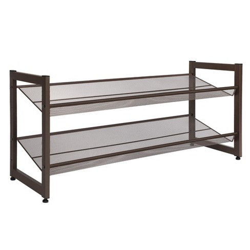 Songmics 2-tier Stackable Shoe Rack - Metal Shoe Storage Shelf For ...