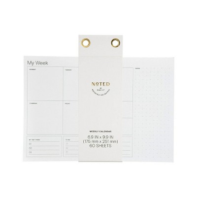 Noted By Post-it Weekly Calendar, White With Pre-printed Days : Target