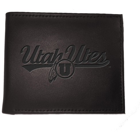Evergreen Ncaa University Of Utah Black Leather Bifold Wallet ...
