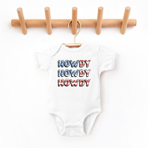 The Juniper Shop Howdy Flag Stacked Baby Bodysuit - 12 Month - White ...