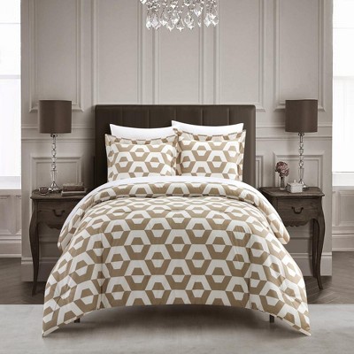 Chic Home Tudor 2 Piece Duvet Cover Set Contemporary Geometric Hexagon ...