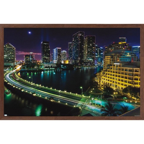 Trends International Cityscapes - Venetian Causeway Framed Wall Poster ...