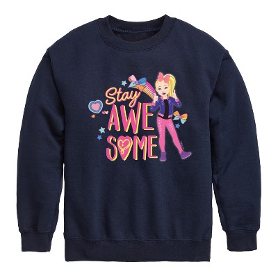 JoJo Siwa Stay Awesome Graphic Long Sleeve Fleece Sweatshirt - Navy ...